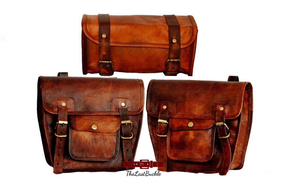 Leather Motorcycle Saddle Bag Vintage Rust Brown Leather - Etsy