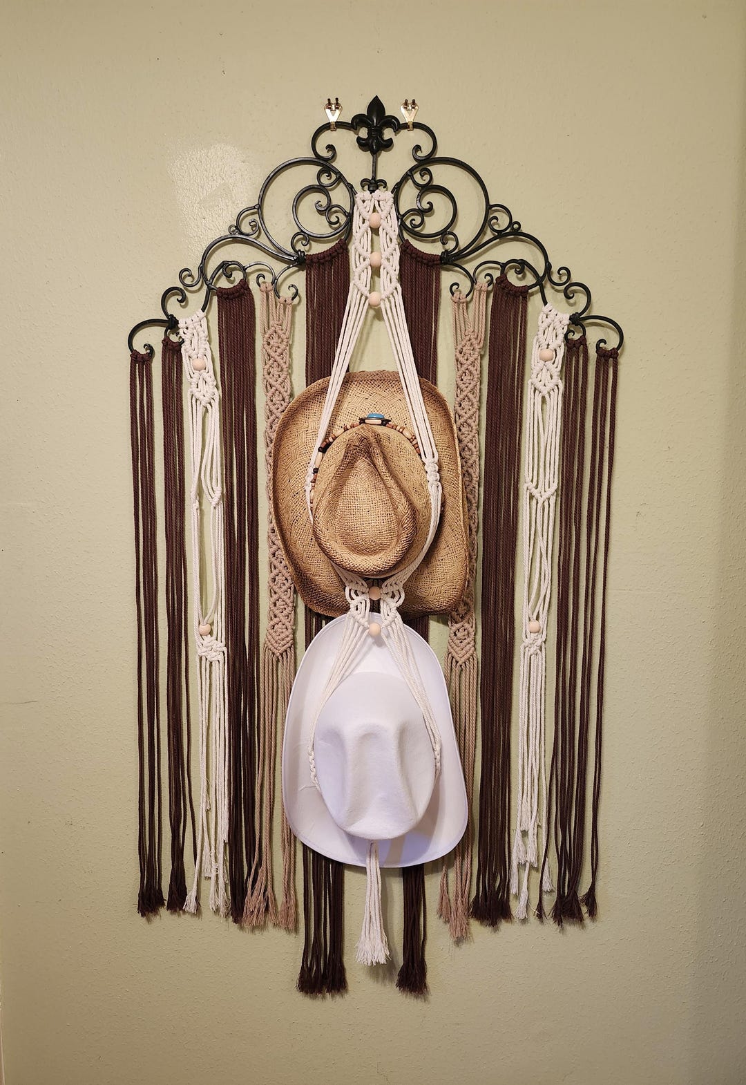 Macrame Cowboy Hat Holder, Cowboy Hat Hanger, Hat Storage, Macrame Hat ...