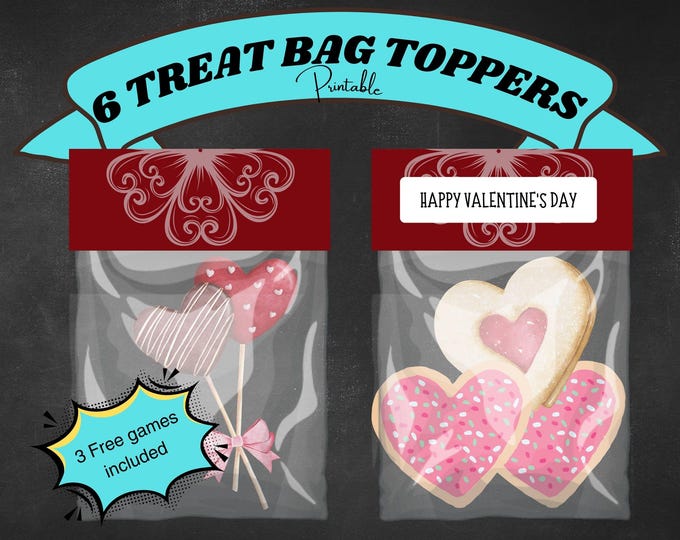 Valentine's Day Favor Bag Tags - DIY Favor Bags - Printable Treat Bag ...