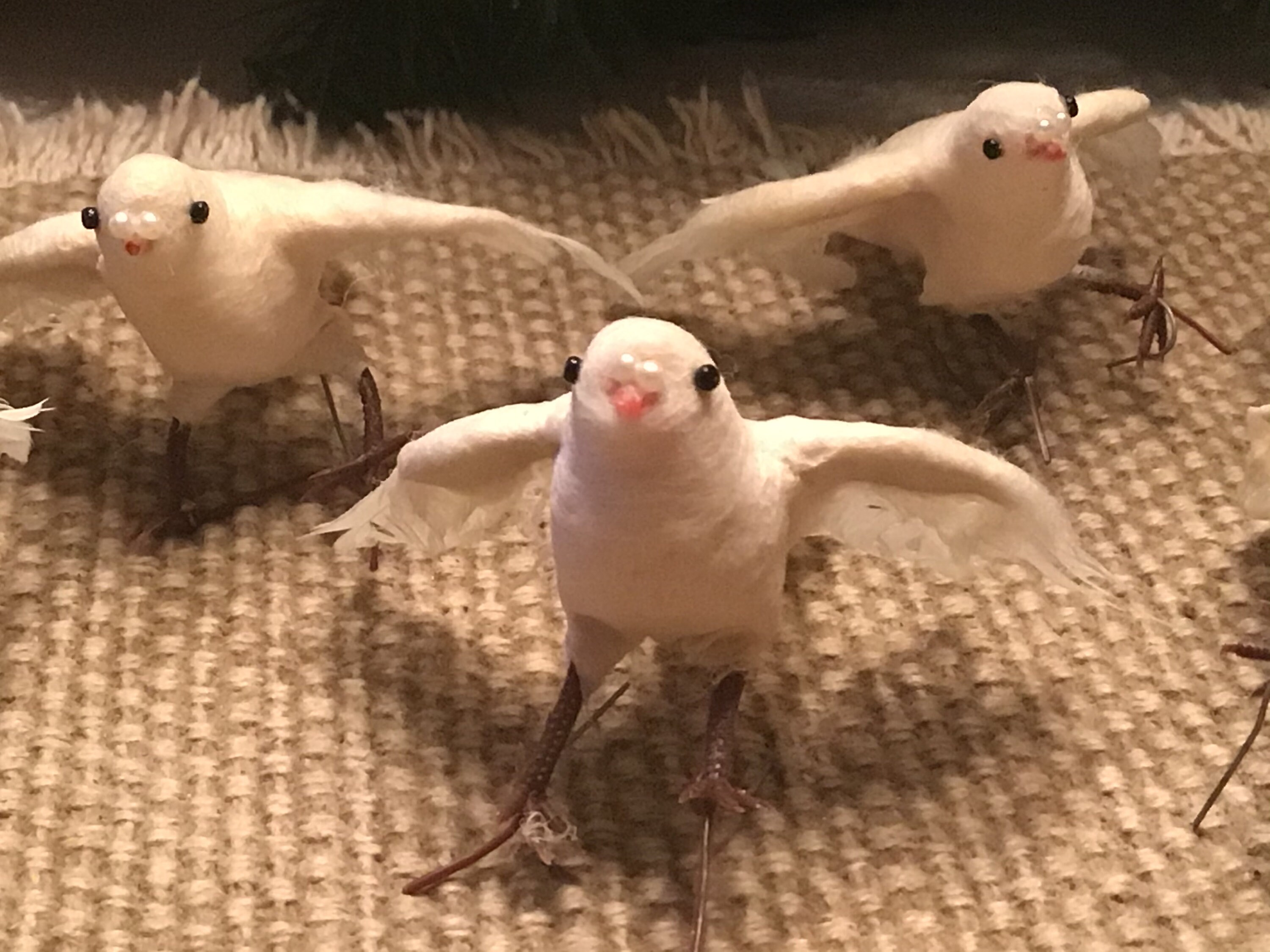 11 Vintage Japan Lot Doves Ornaments COTTON SPUN With Feathers, Orange ...
