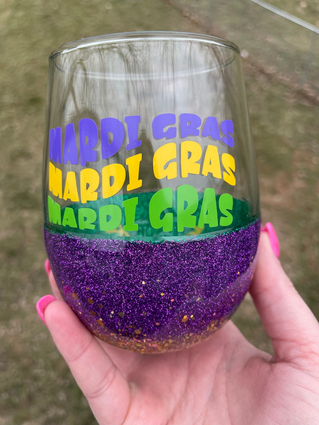 Mardi Gras Wine Glass - Etsy