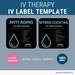 IV Infusion Bag Label Template Editable IV Vitamin Therapy Label IV ...
