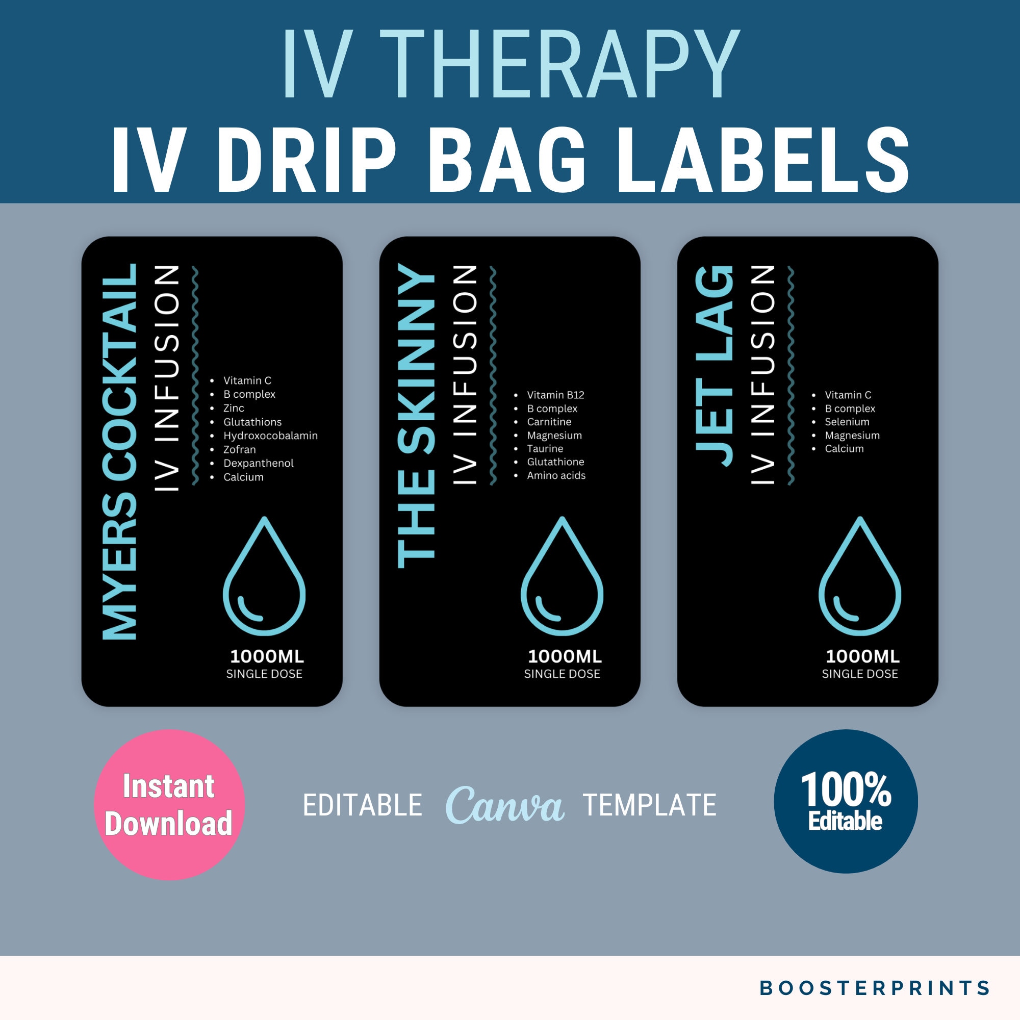 IV Labels Template Canva IV Drip Bag Label for Iv Infusion Bag Label Iv ...