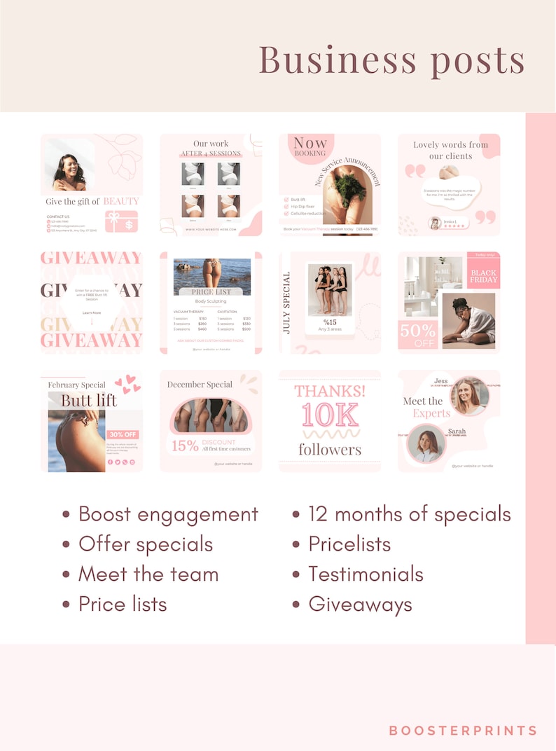 Vacuum Therapy Instagram Posts & Stories Brazilain Butt Lift IG Post Template Body Contouring ...