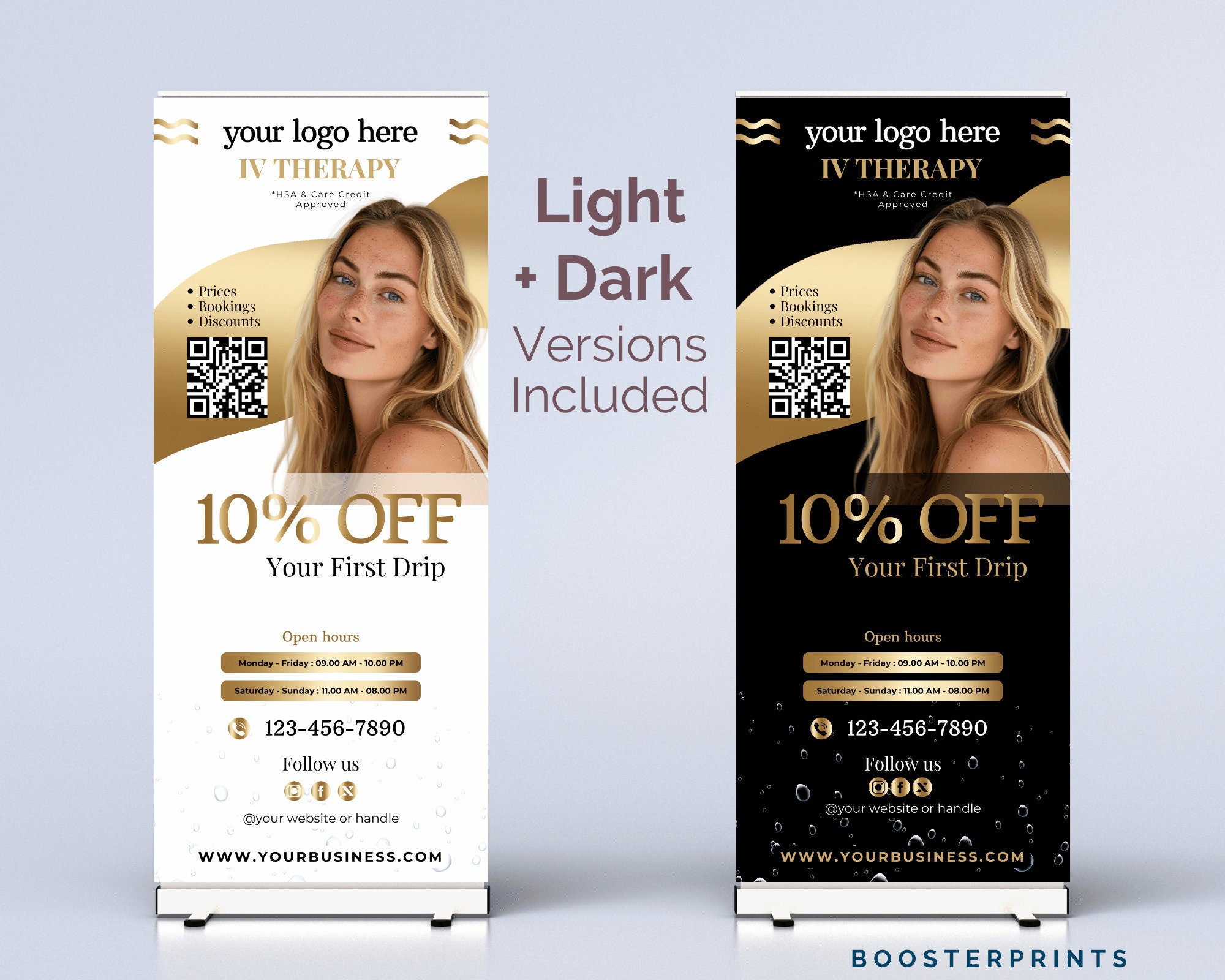IV Therapy Marketing Gold Event Banner IV Retractable Black Gold IV ...