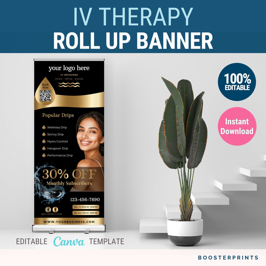 IV Therapy Banner Retractable Banner IV Rollup Banner IV Event Banner ...