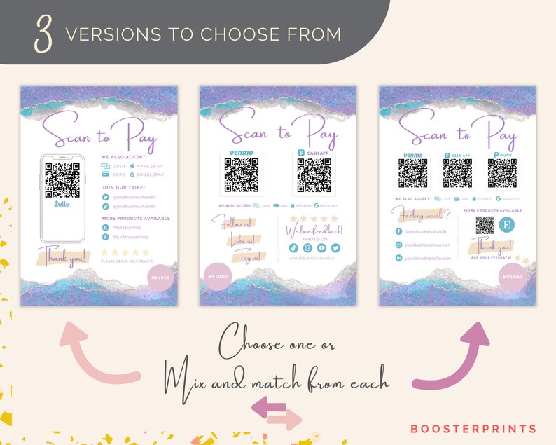 Editable Scan to Pay Template Premium QR Code Sign Venmo Qr Cashapp ...