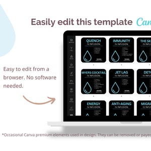 IV Infusion Bag Label Template Editable IV Vitamin Therapy Label IV ...