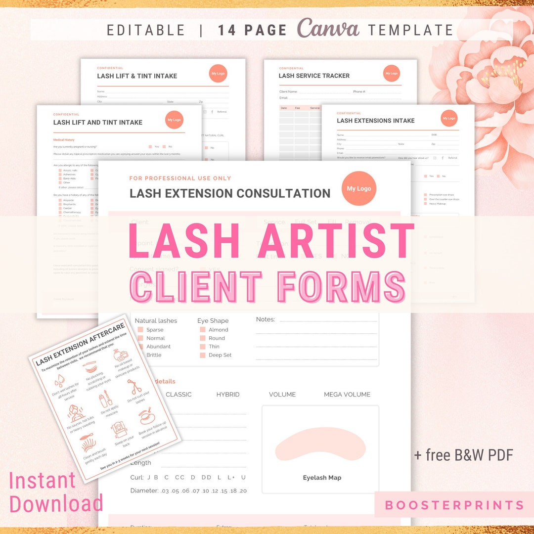 Lash Artist Consent Forms Lash Consultation Eyelash Extension Forms ...