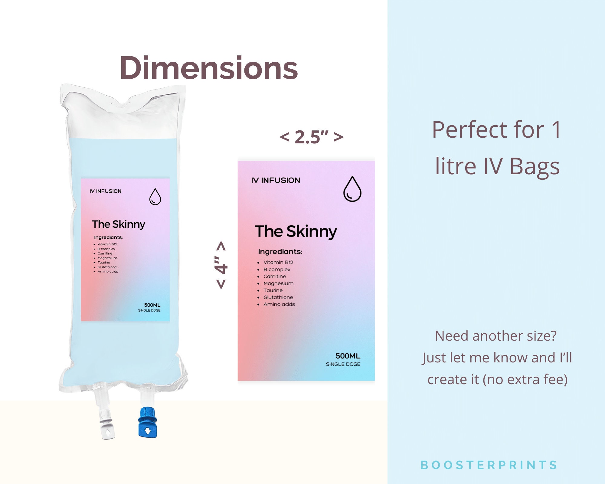 IV Drip Bag Label Template Iv Therapy Template Gradient IV Vitamin ...