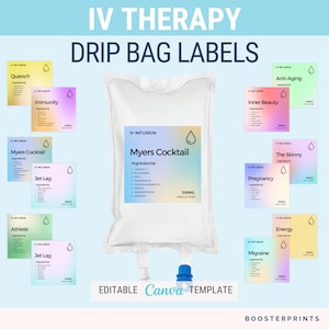 IV Bag Labels Modern IV Vitamin Therapy Bag Label Gradient IV Label ...
