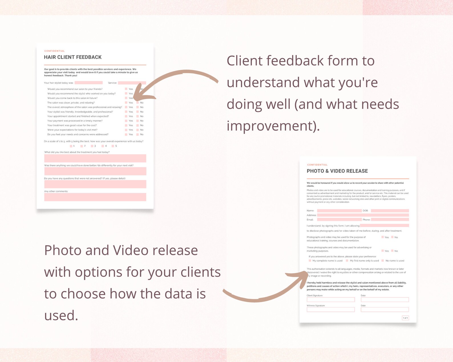 Hair Stylist Client Forms Hair Extensions Consent Color Correction ...