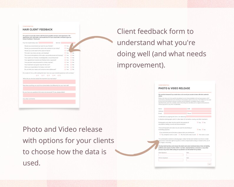 Hair Stylist Client Forms Hair Extensions Consent Color Correction ...