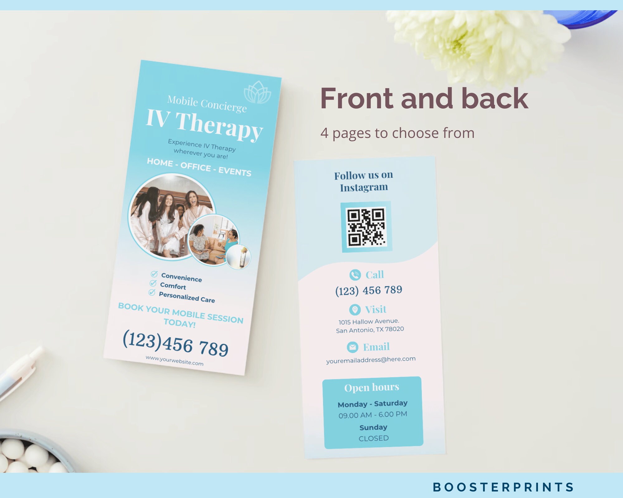 IV Therapy Canva Rack Card Kit Iv Therapy Brochures IV Infusion Flyer ...