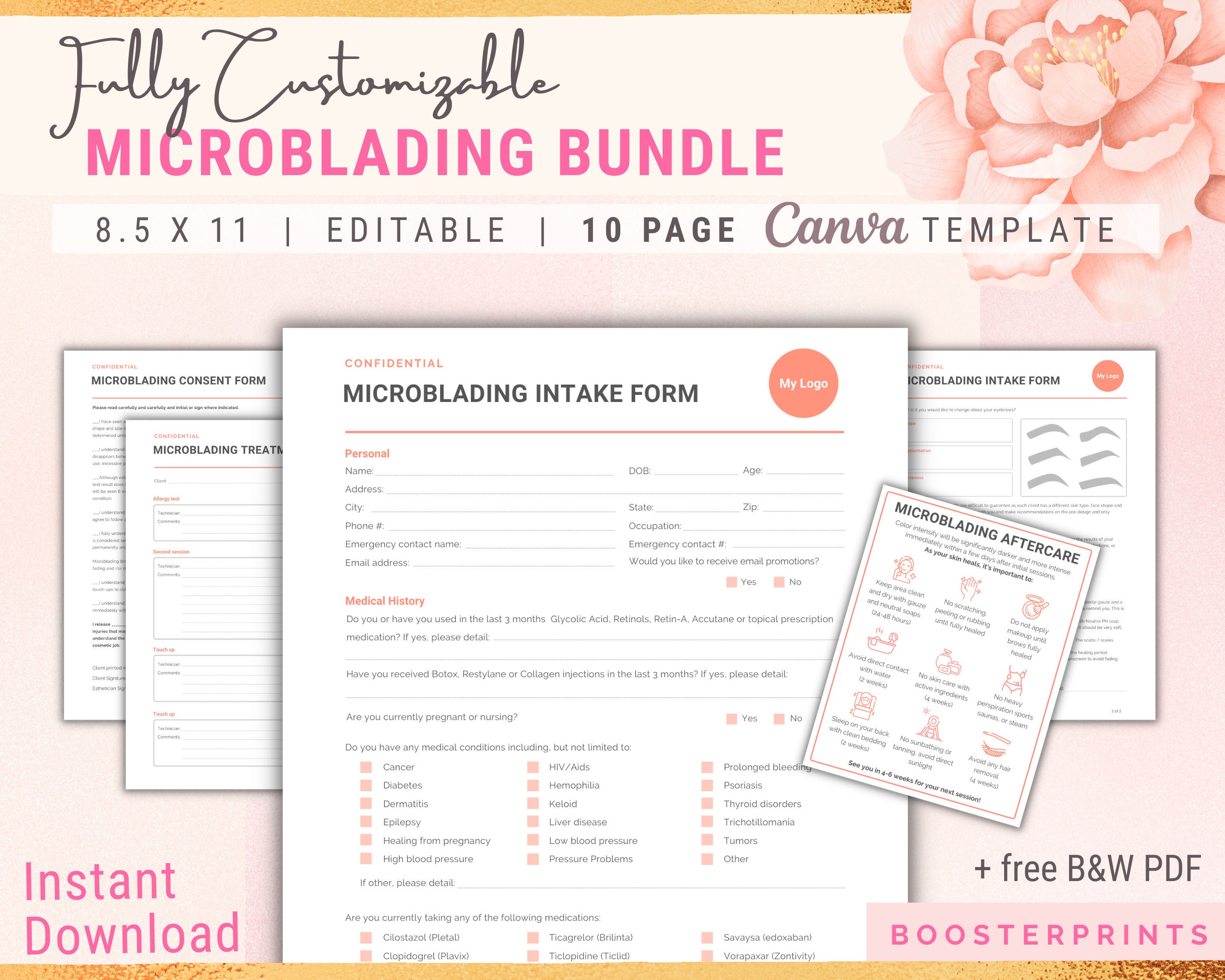 Microblading Forms Client Consent Intake Treatment Aftercare - Etsy