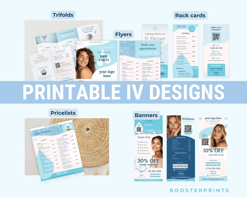 IV Therapy Branding Kit: 45+ IV Hydration Canva Templates - Etsy