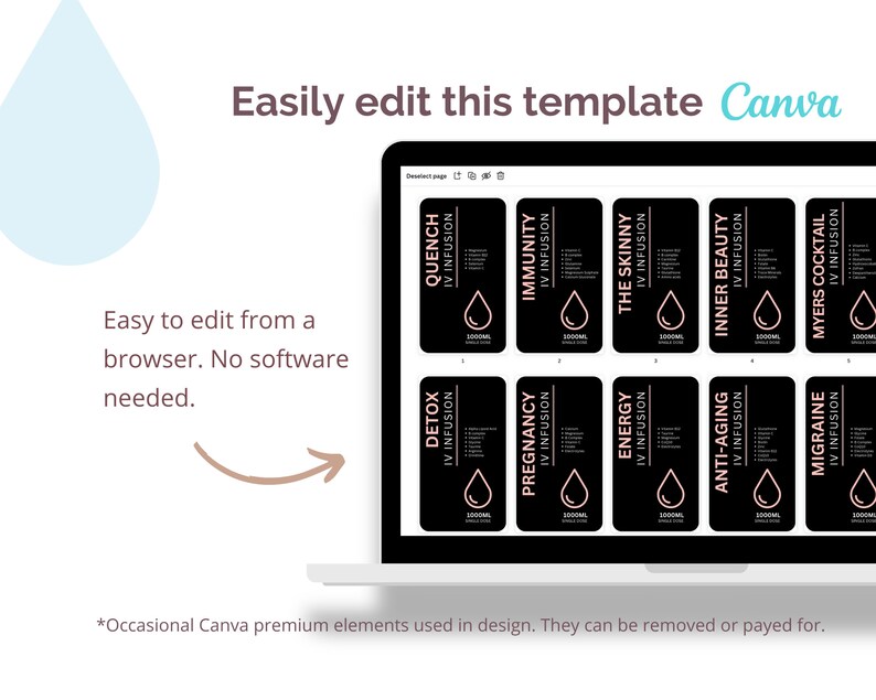 Editable IV Bag Labels IV Vitamin Therapy Bag Label IV Label Template ...