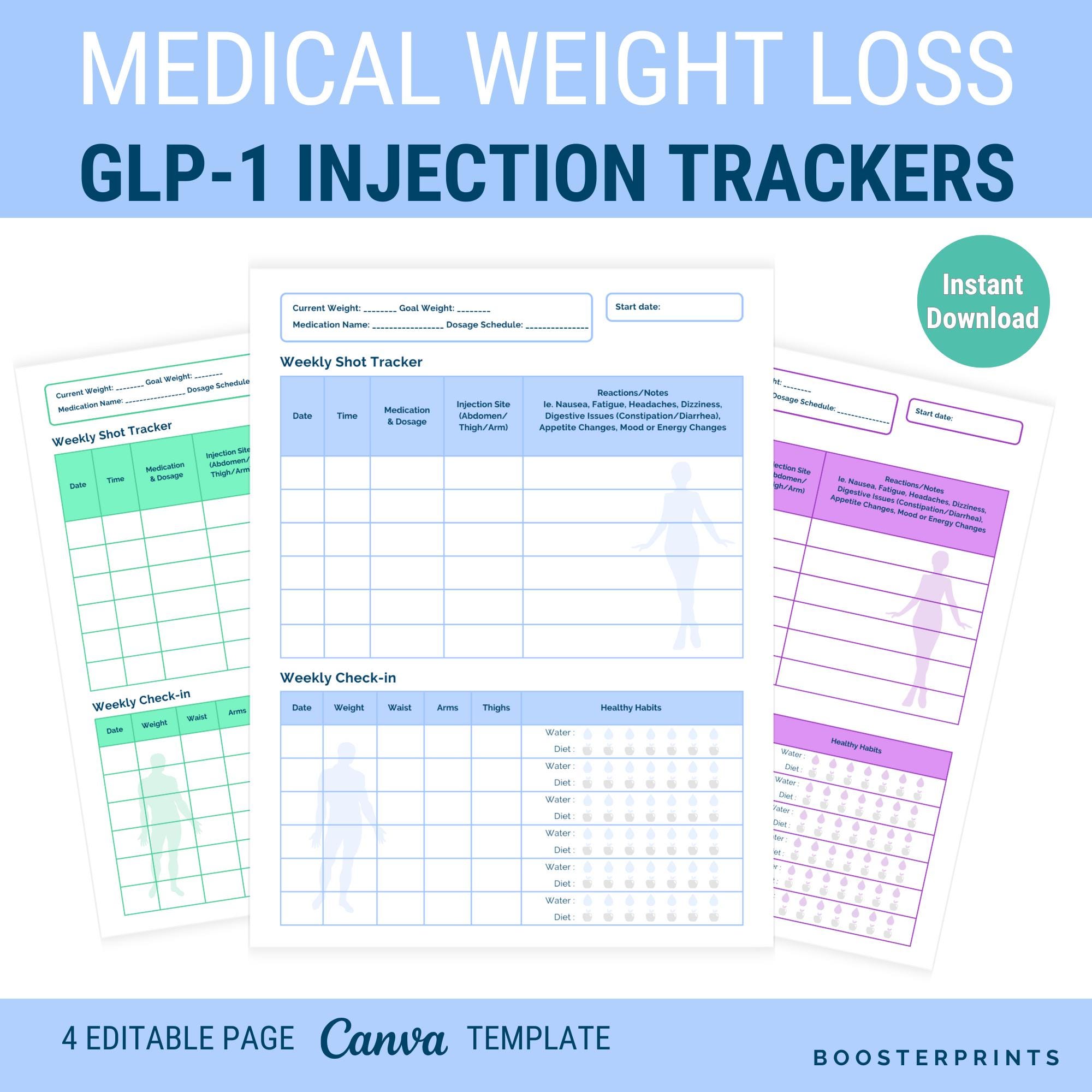 GLP1 Injection Tracker Tirzepatide Weight Loss Semaglutide Weight Loss ...