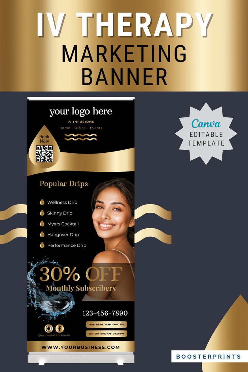 IV Therapy Banner Retractable Banner IV Rollup Banner IV Event Banner ...