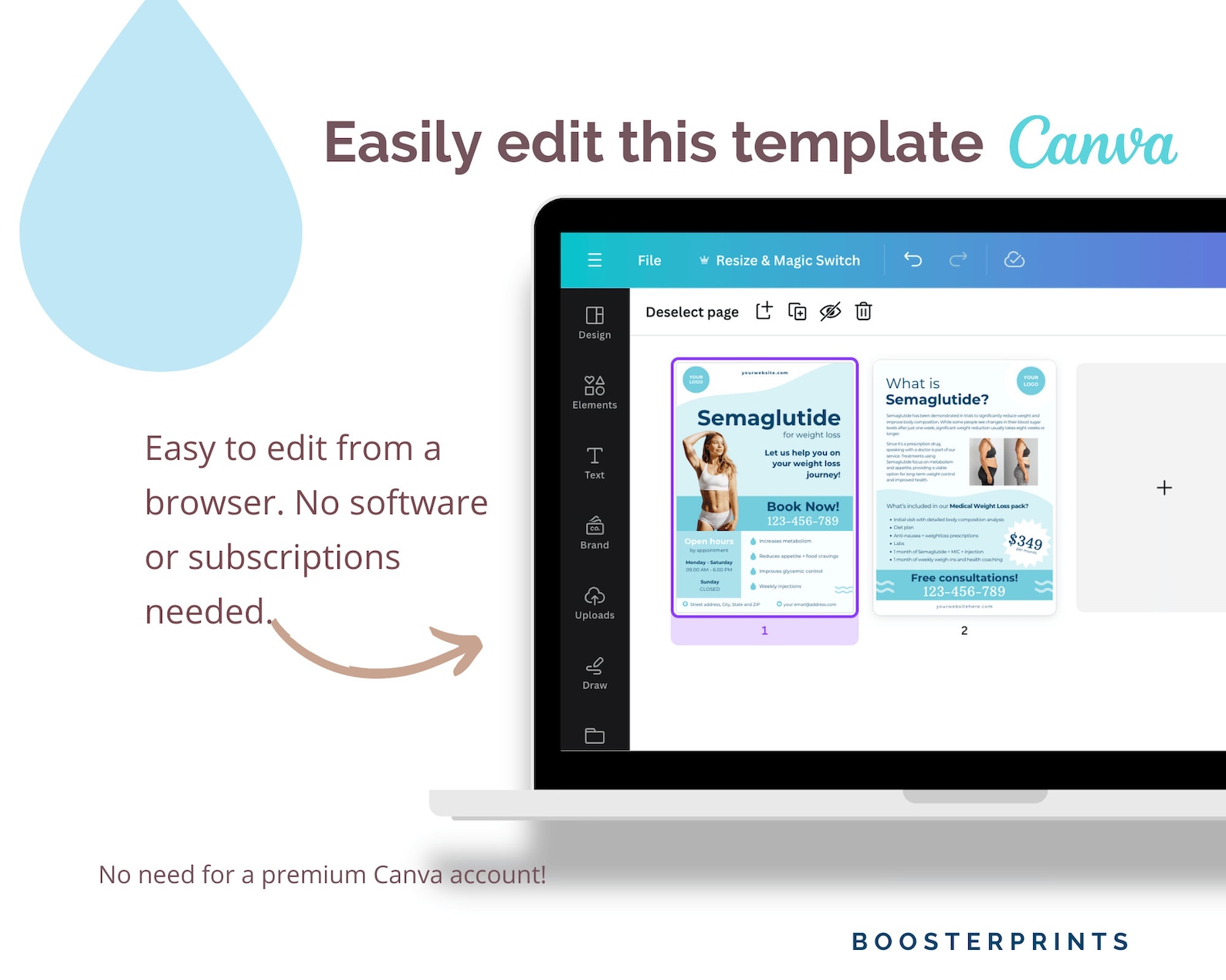 Semagluetide Weight Loss Flyer Template Semaglutide Injection Brochure ...
