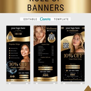 IV Therapy Marketing Event Banner IV Retractable Black Gold IV Standup ...