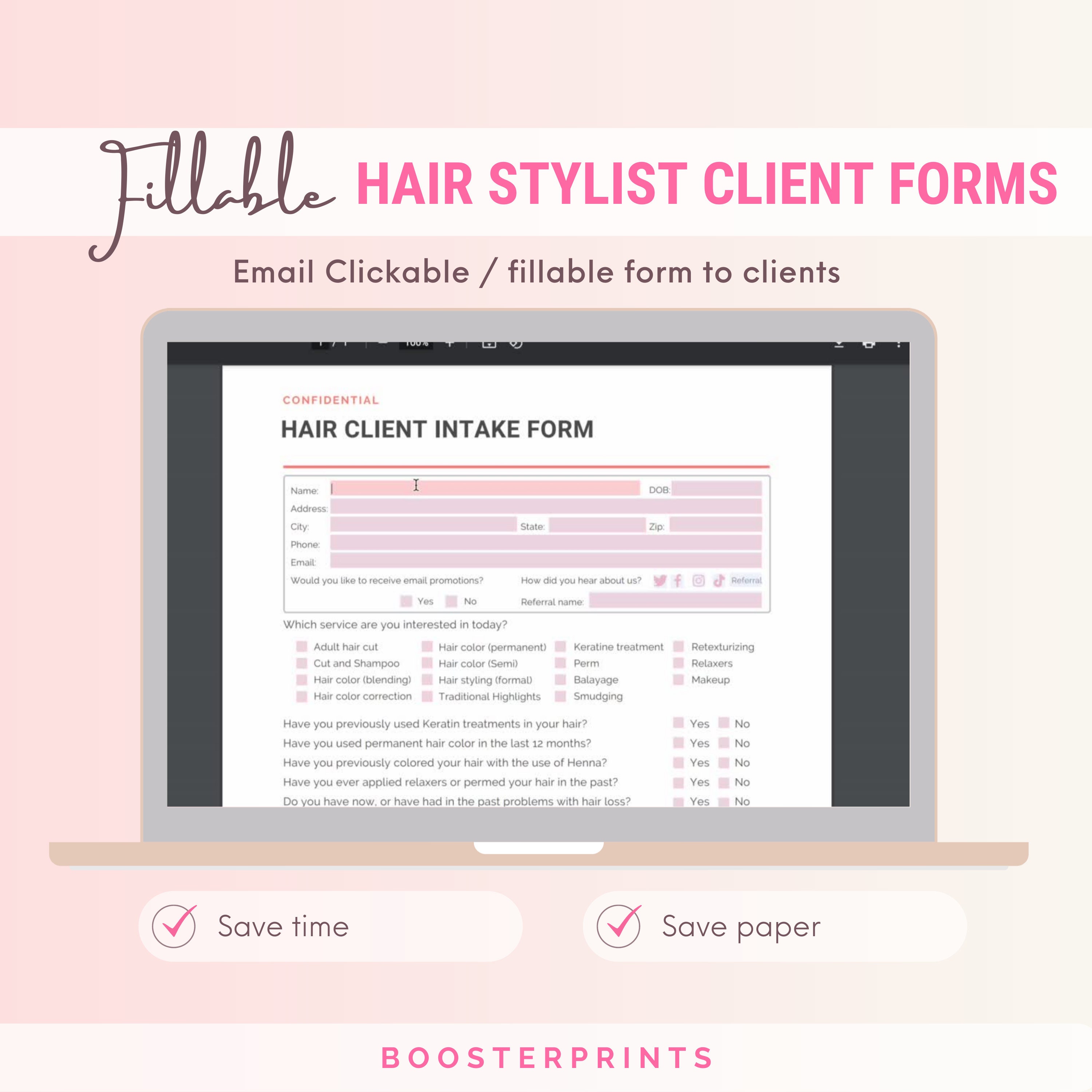 Hair Stylist Client Forms Fillable Hair Consent Form Hair Extensions ...