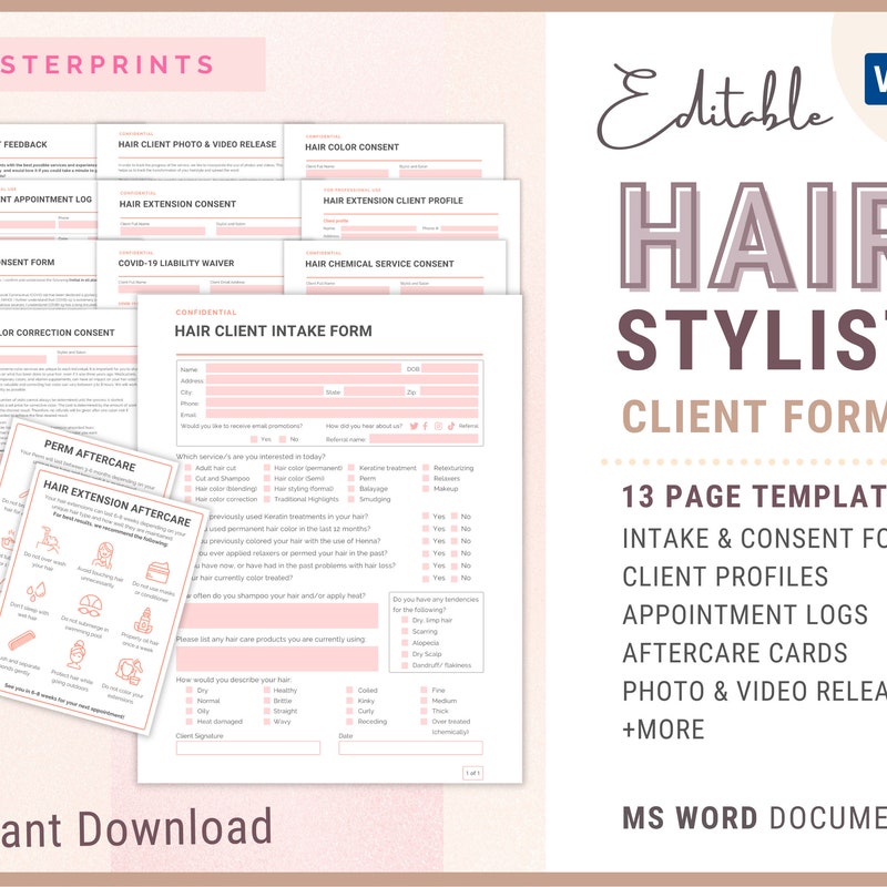 Hair Salon Forms - Etsy