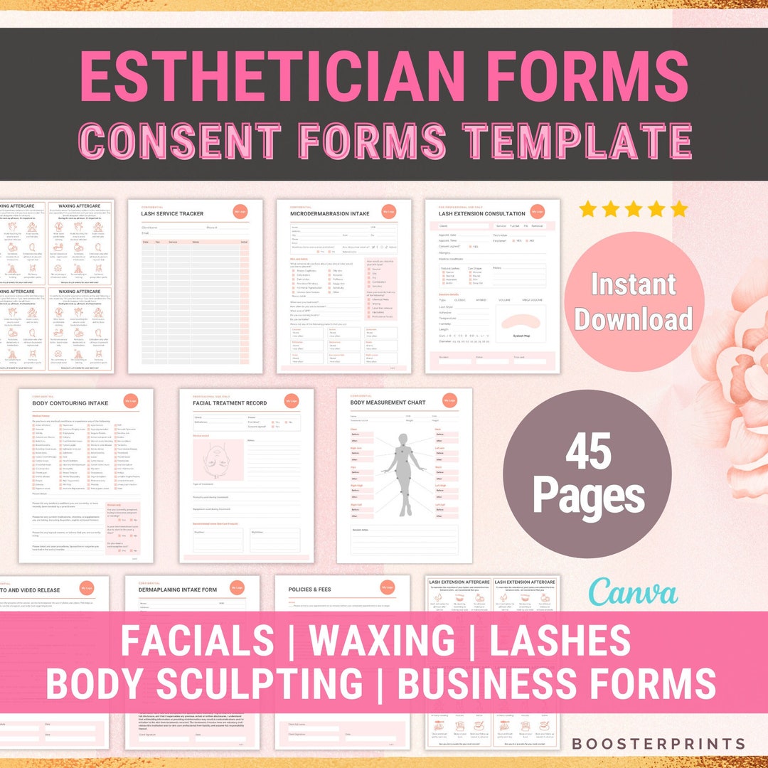 Esthetician Consent Forms for Facials Waxing Body Contouring ...