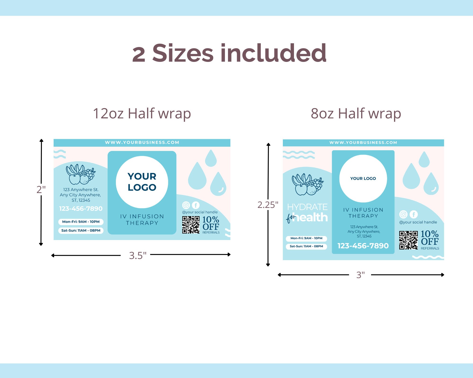 Water Bottle Labels IV Therapy IV Vitamin Therapy Water Bottle Label IV ...