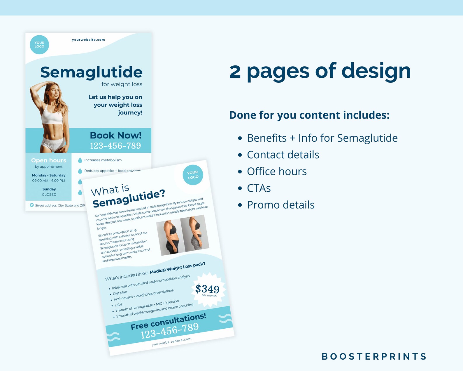 Semagluetide Weight Loss Flyer Template Semaglutide Injection Brochure ...