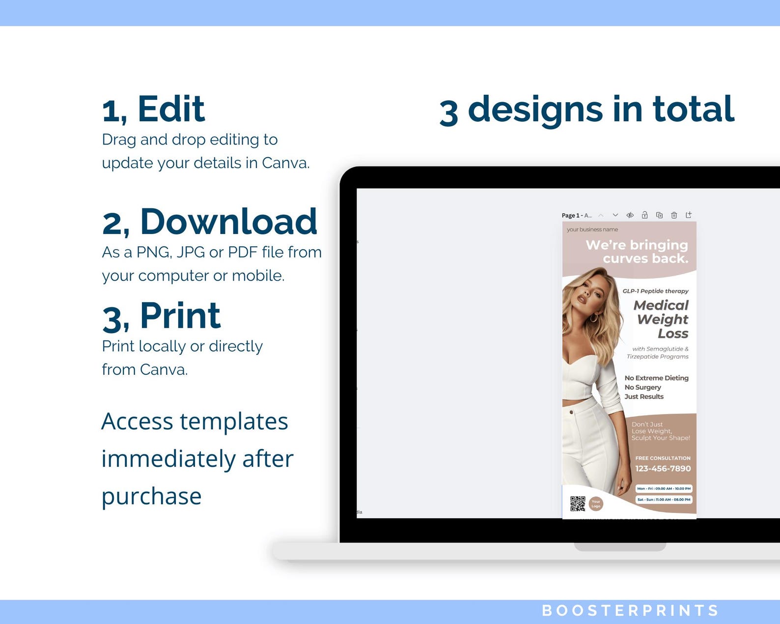GLP 1 Template for Weight Loss Clinic Medspa Banner Business Sign Glp1 ...