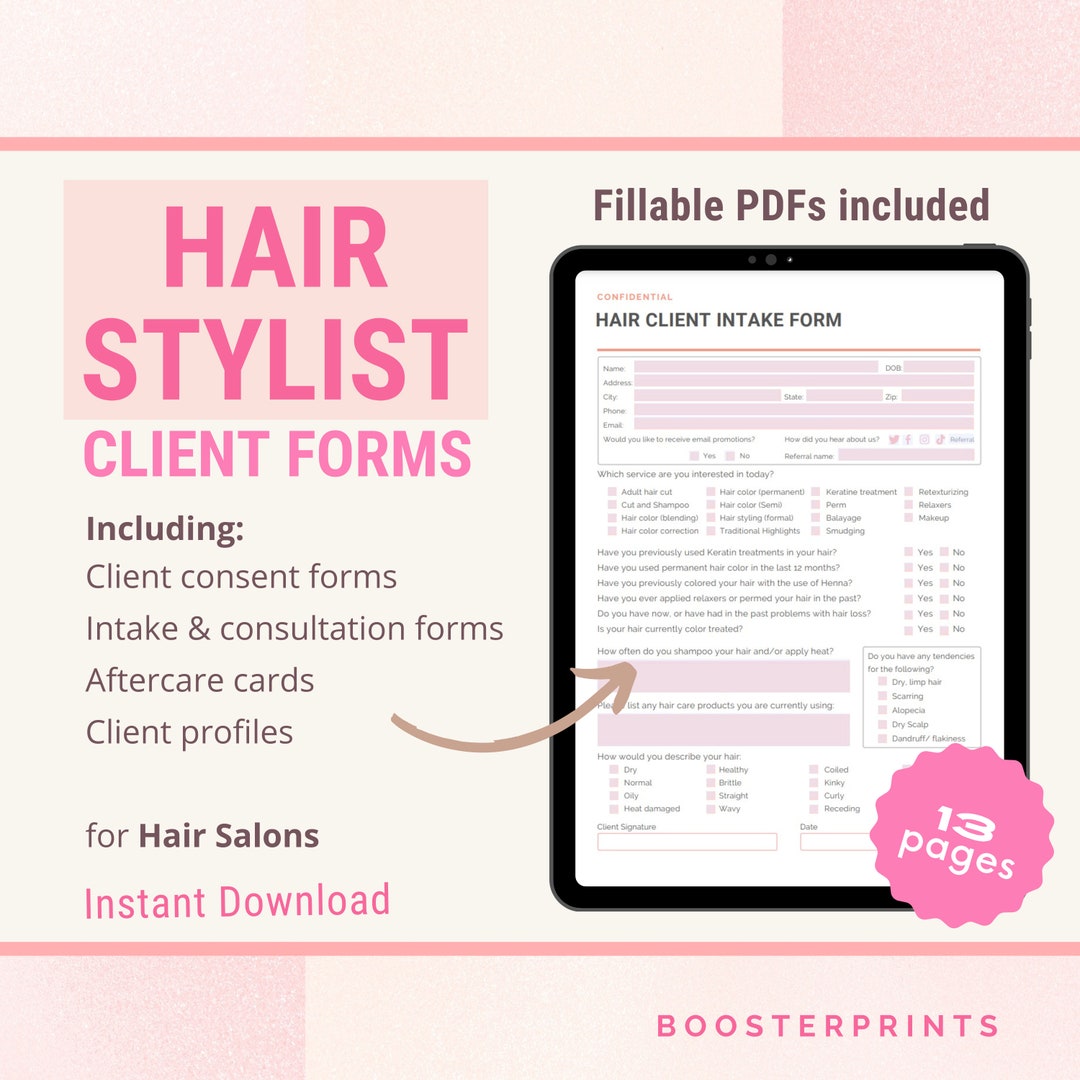 Hair Stylist Client Forms Fillable Hair Consent Form Hair Extensions ...