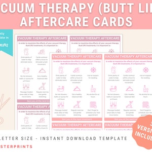 Vacuum Therapy Aftercare Card Butt Lift After Care Card Body Sculpting ...