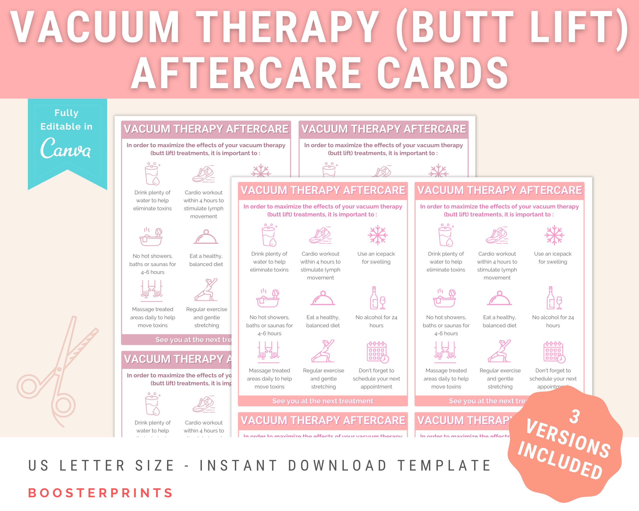 Vacuum Therapy Aftercare Card Butt Lift After Care Card Body Sculpting ...