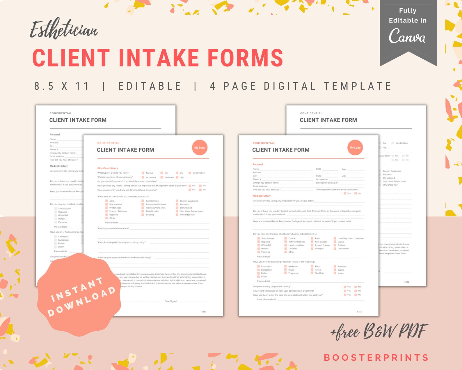 Editable Client Intake Forms Esthetician Beauty Business - Etsy