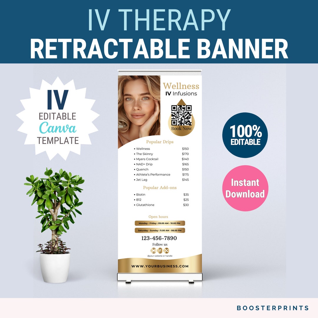 IV Therapy Menu Banner Retractable Iv Banner IV Rollup Banner IV Event ...