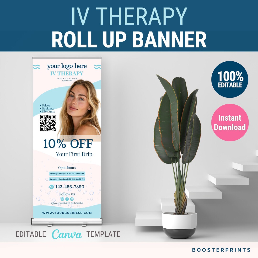 IV Vitamin Therapy Marketing Retractable IV Banner Iv Rollup Banner Iv ...