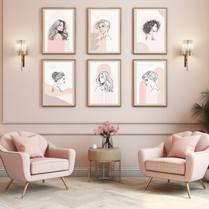 Hair Salon Art Prints Set of 6 Hair Salon Wall Art Spa Wall Art Boho ...