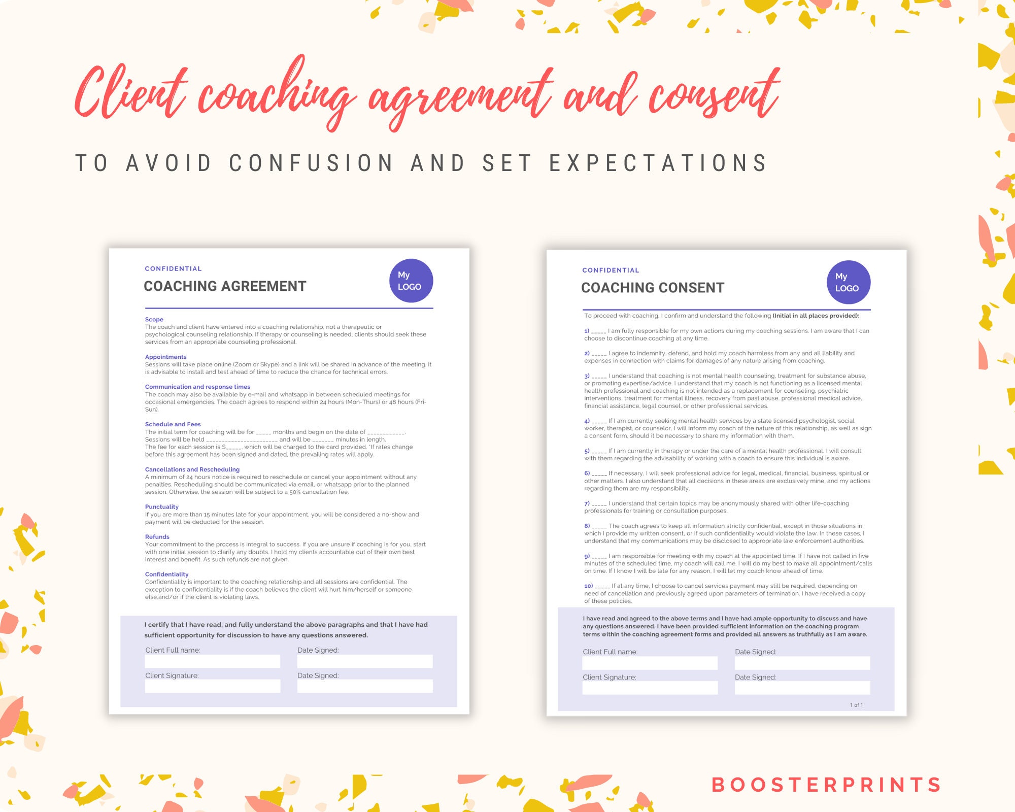 Coaching Contract Template Coach Client Intake Coach Agreement Form ...
