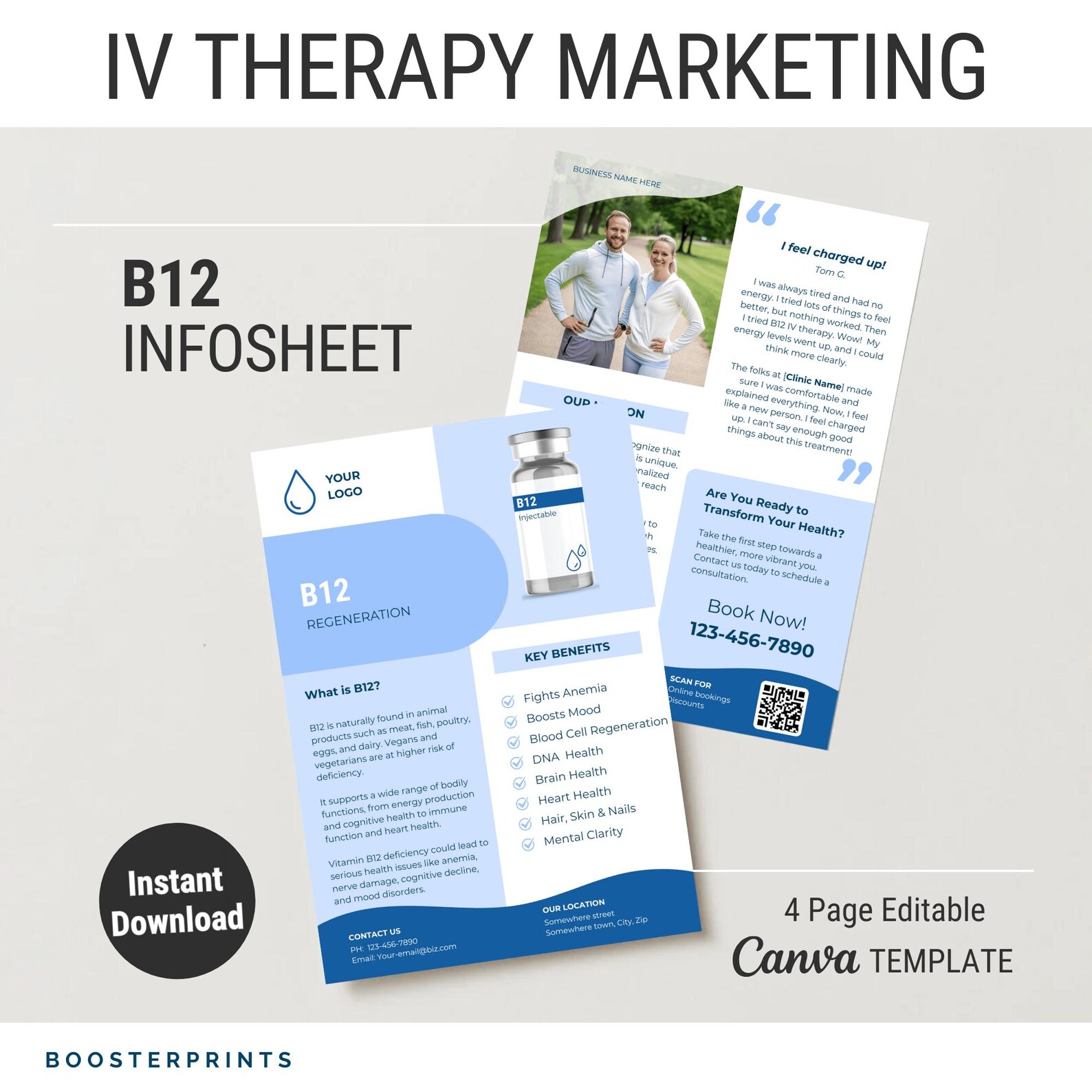 B12 Flyer IV Therapy Canva Template Nad Injections Canva B12 Info Iv ...