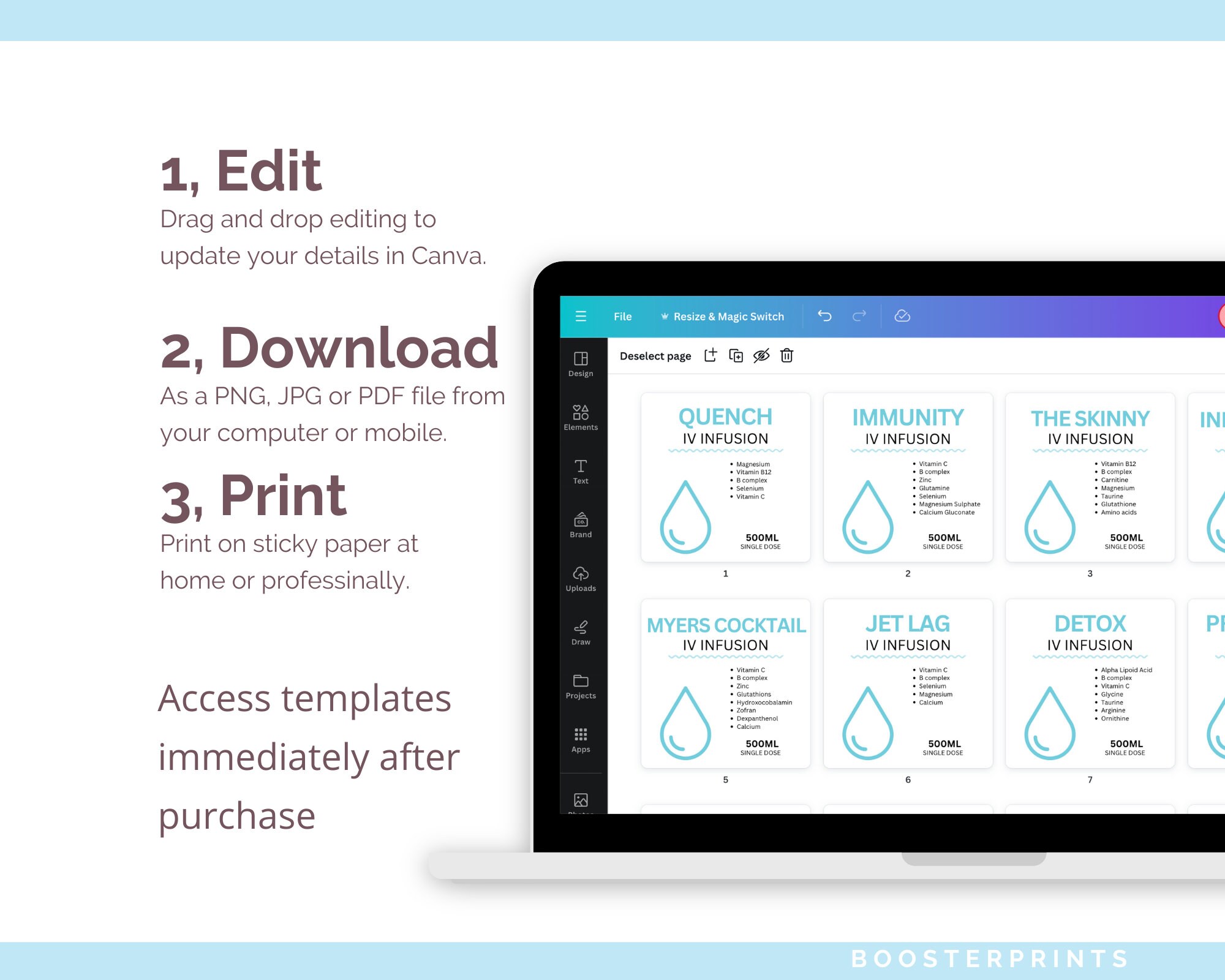 IV Therapy Bags Label Editable IV Vitamin Therapy Bag Label IV Labels ...