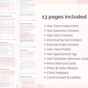 Hair Stylist Client Forms Hair Extensions Consent Color Correction ...