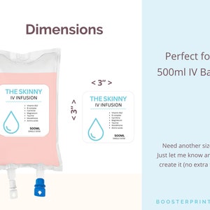 IV Therapy Bags Label Editable IV Vitamin Therapy Bag Label IV Labels ...