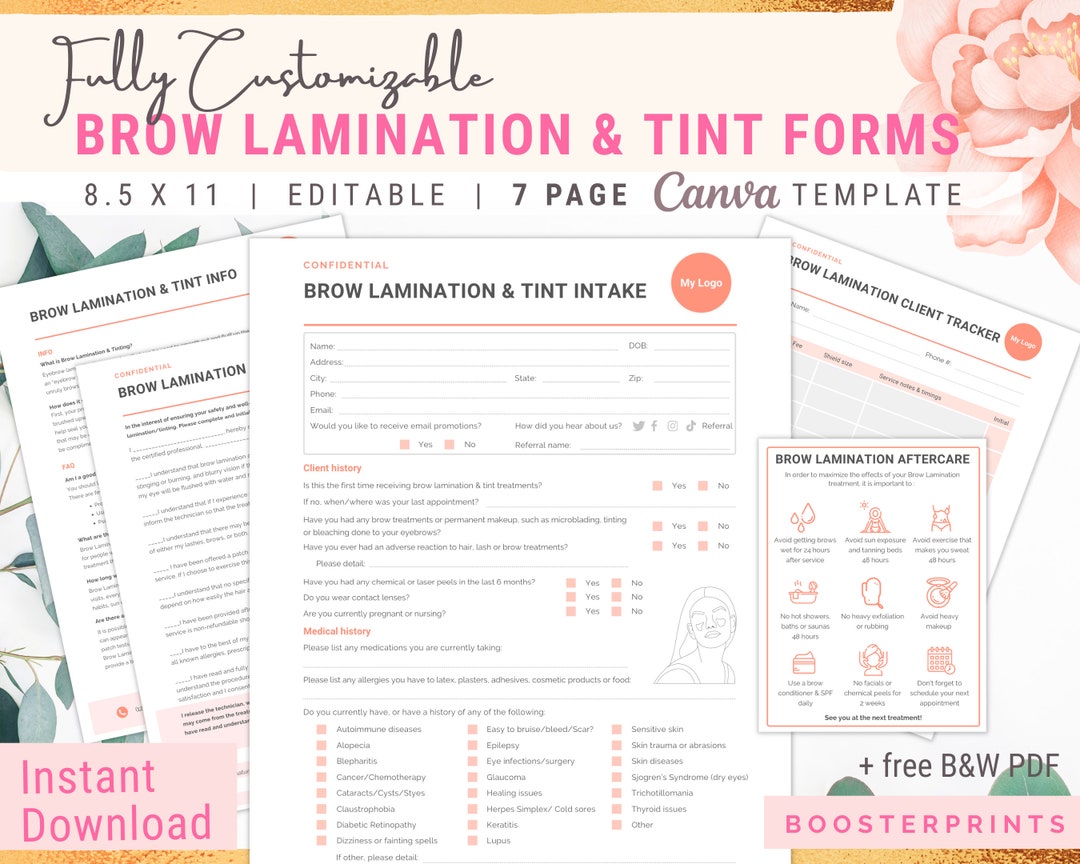 Brow Lamination Forms Brow Client Consent Brow Intake Client Tracking ...