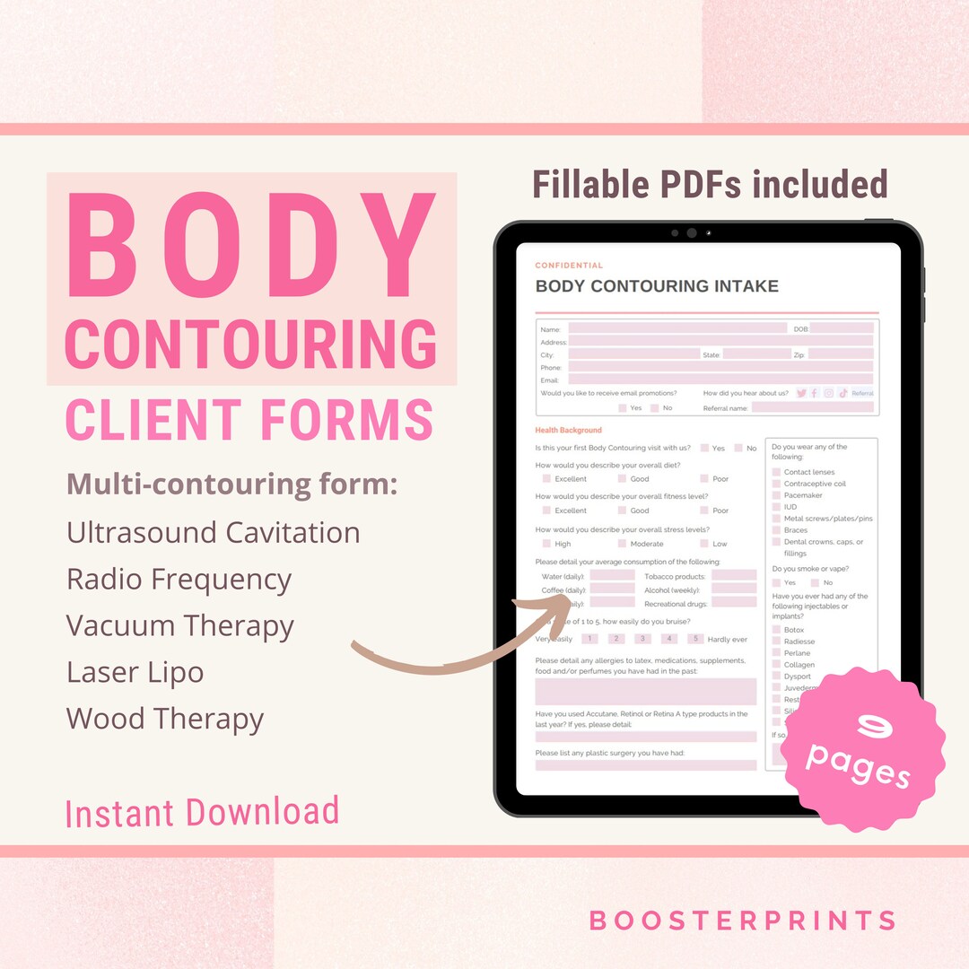 Body Contour Forms Client Intake Consent Forms Ultrasound Cavitation ...