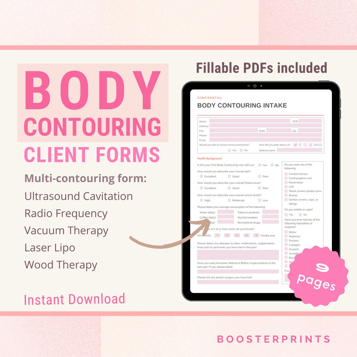 Body Contour Forms Client Intake Consent Forms Ultrasound Cavitation ...