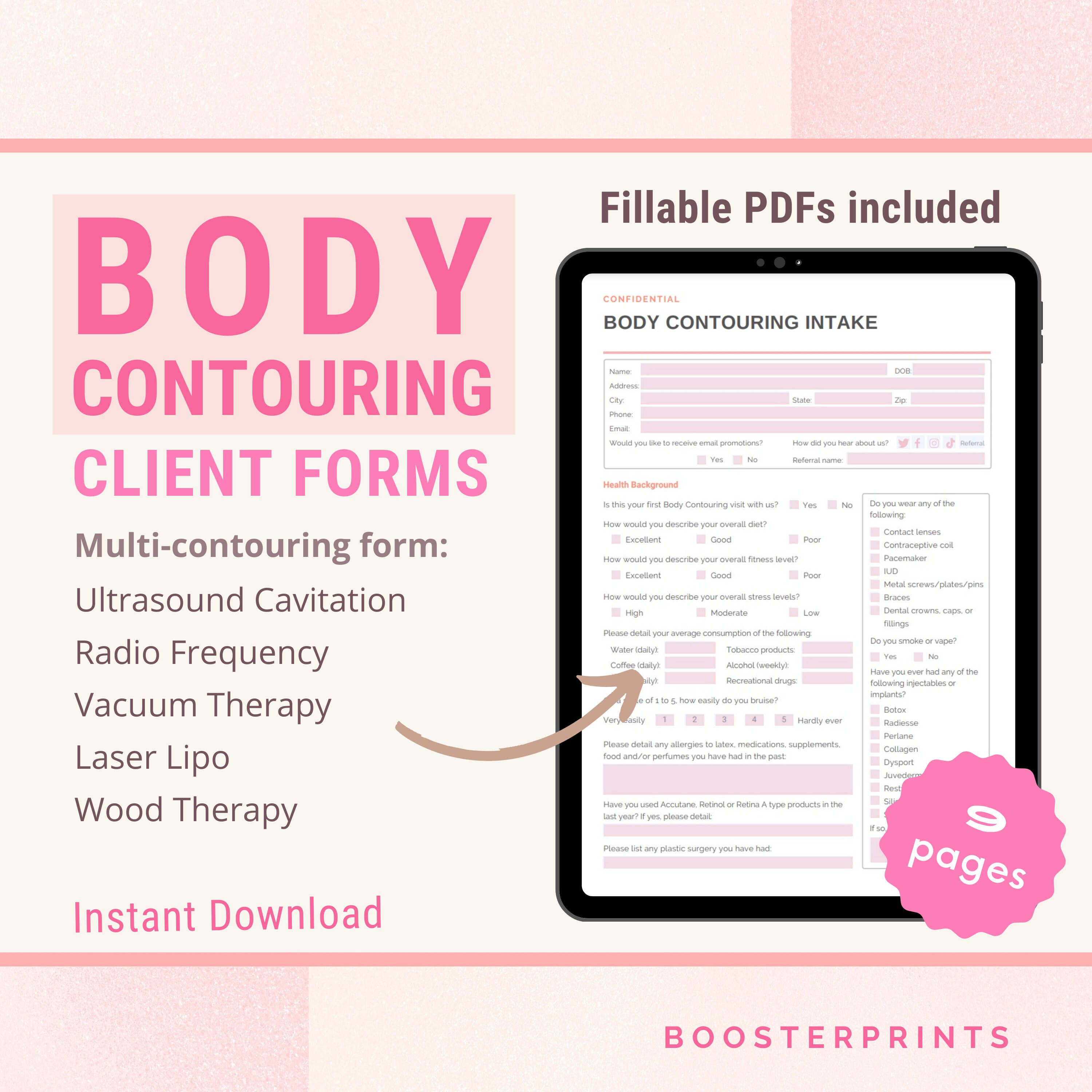 Body Contour Forms Client Intake Consent Forms Ultrasound - Etsy