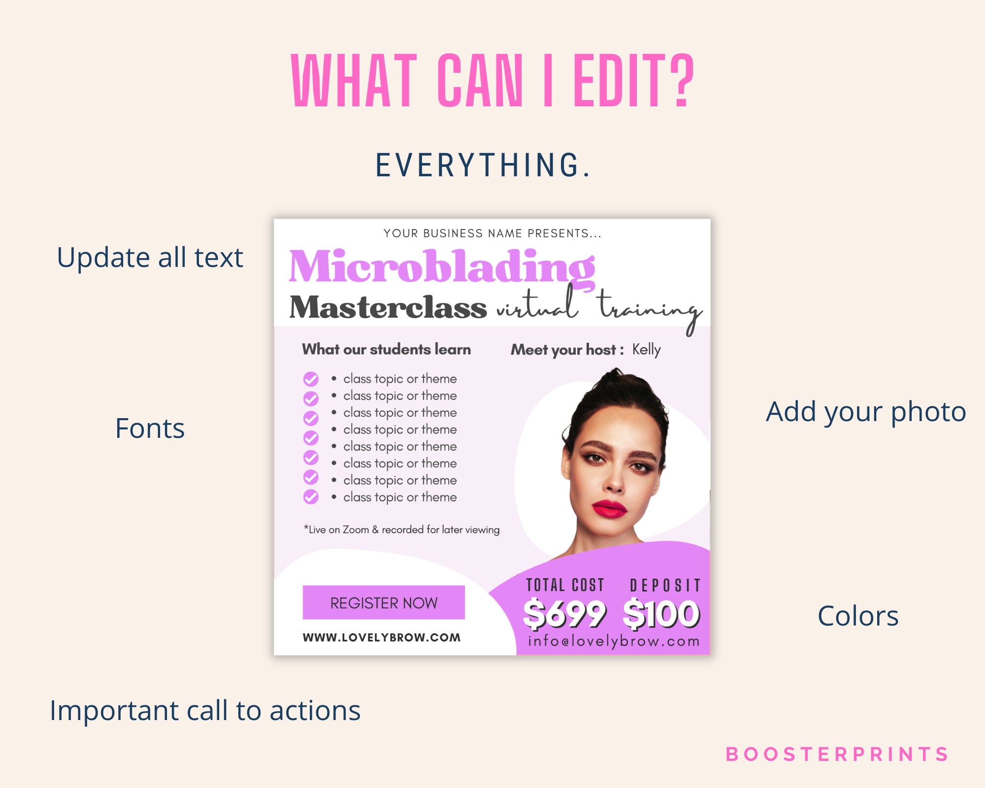 Course Flyer Template PMU Microblading Training Flyer Lash Training Flyer Brow Class Flyer ...