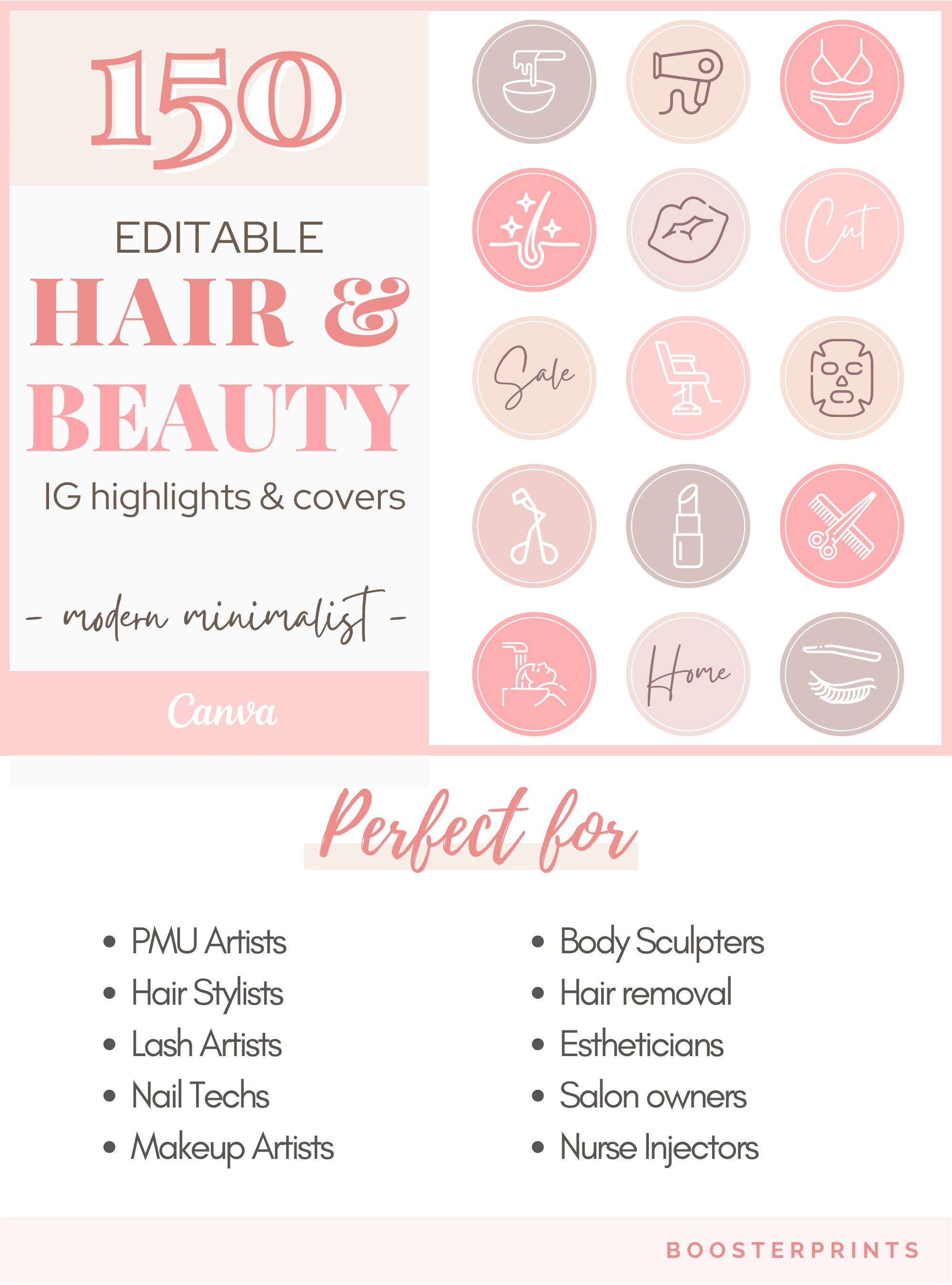 Beauty Instagram Highlights Covers 150 Minimal IG Highlight Spa Insta ...