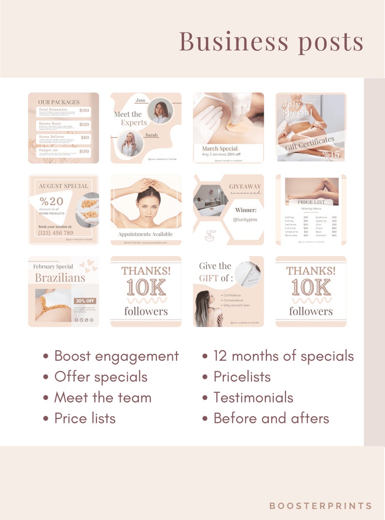 Waxing Instagram Posts IG Stories Wax Salon Wax Artist IG Templates ...